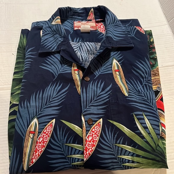 RJC | Shirts | Vtg Rjc Blue Hawaii Surfboard Palm Red Truck Plumeria ...